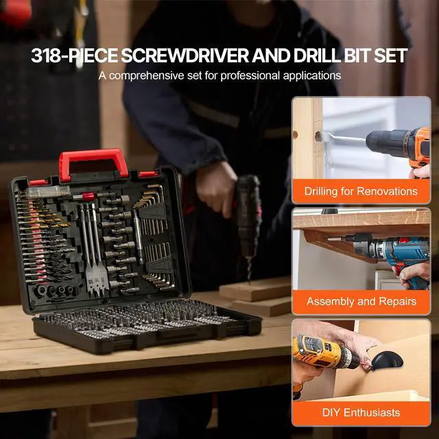 Drill Bit Set, 318 Pieces Drill and Driver Bit Set, Screwdriver Bit Set ...