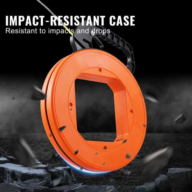 VEVOR Fish Tape Wire Cable Line Puller 200ft 3/16in Fiberglass High ...