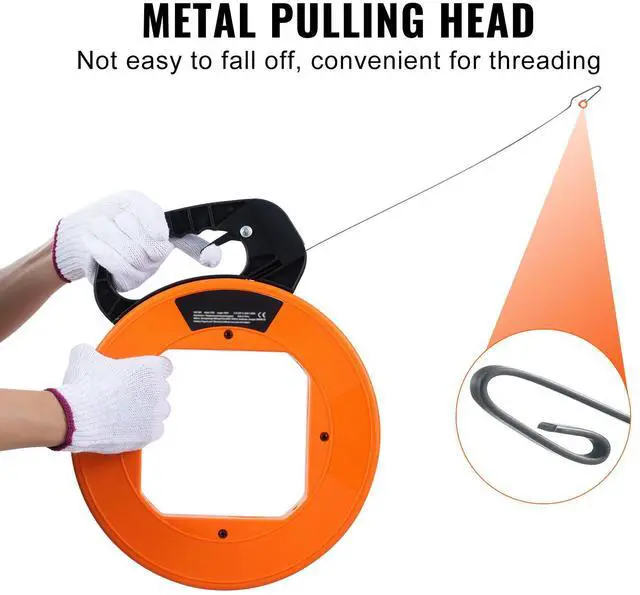 Fish Tape Wire Cable Line Puller 120ft 1/8 in Steel with High Plastic ...