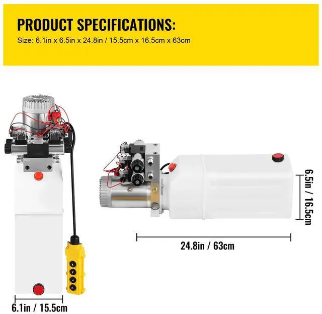 Hydraulic Pump, 8 Quart/2 Gal Double Acting Dump Trailer Pump DC 12V ...