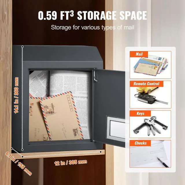 VEVOR Through The Door Key Drop Box, Heavy Duty Steel Through the Door ...