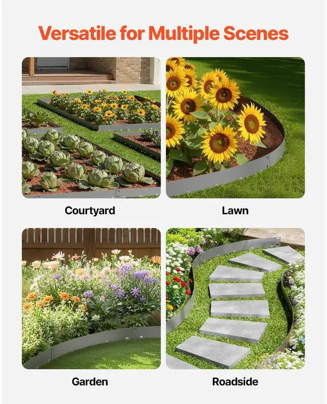 VEVOR Steel Landscape Edging 5 Packs 39x3in Rust-Resistant Edging ...