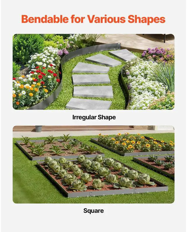VEVOR Steel Landscape Edging 5 Packs 39x3in Rust-Resistant Edging ...
