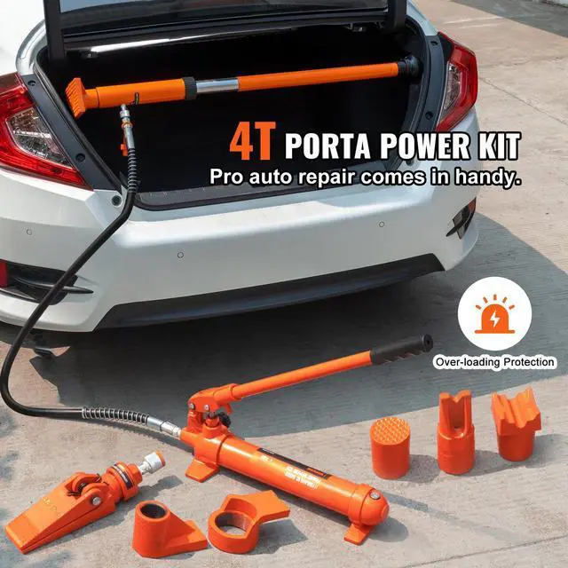 VEVOR 4 Ton/8800 LBS Porta Power, Portable Hydraulic Ram with 3.9 ft/1. ...