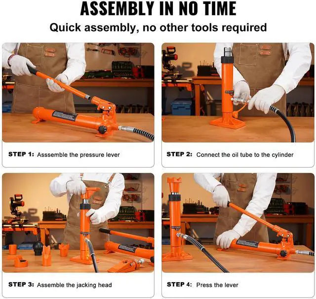 VEVOR 4 Ton/8800 LBS Porta Power, Portable Hydraulic Ram with 3.9 ft/1. ...