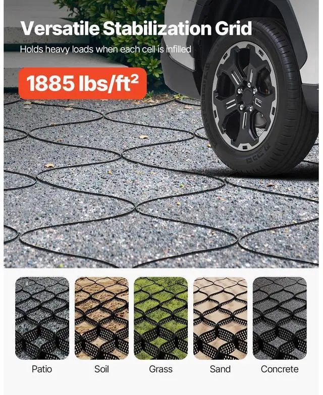 Ground Grid 3-Inch Depth Geocell Grid 17.06x8.86 FT / 5200x2700 mm for ...