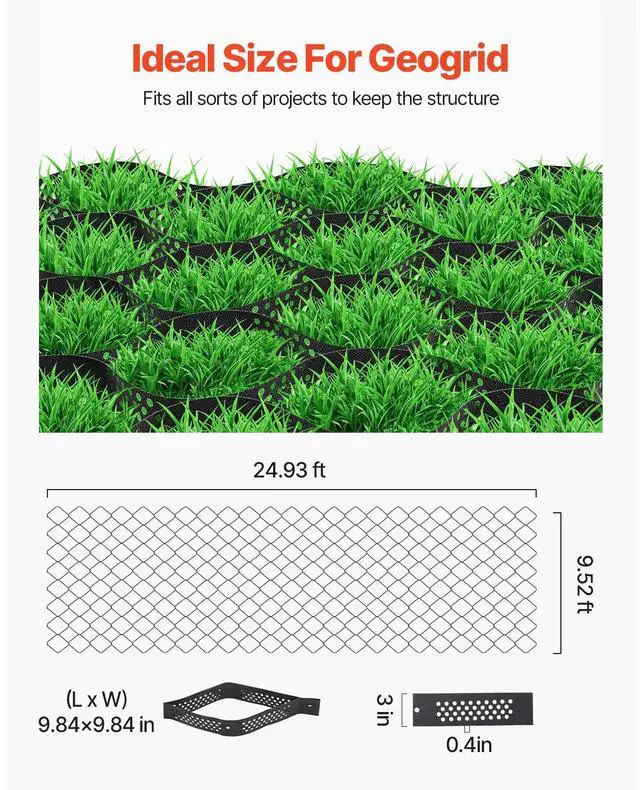 Ground Grid 3-Inch Depth Geocell Grid 24.93x9.52 FT / 7600x2900 mm for ...