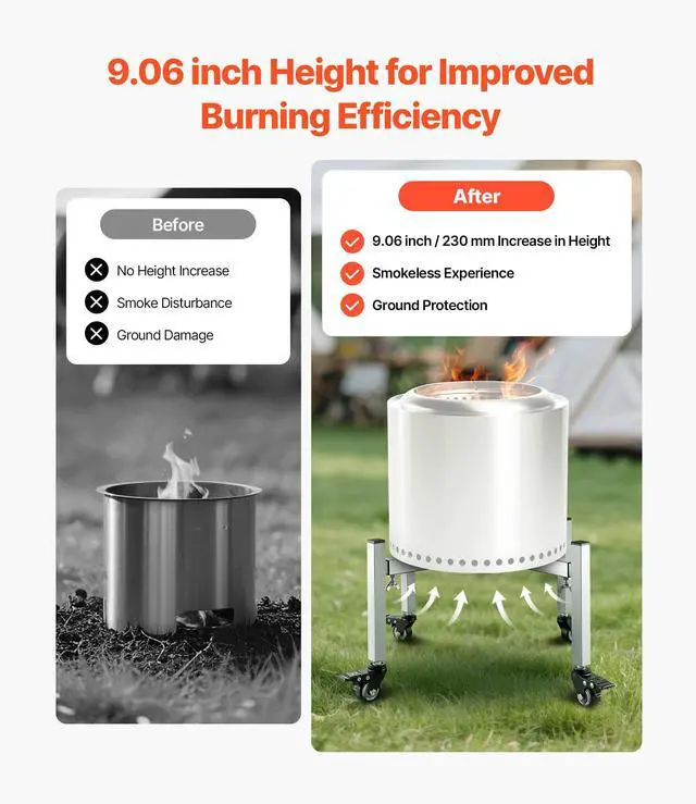 Fire Pit Stand 15-27 Inch Adjustable with 4 Casters for Solo Stove ...