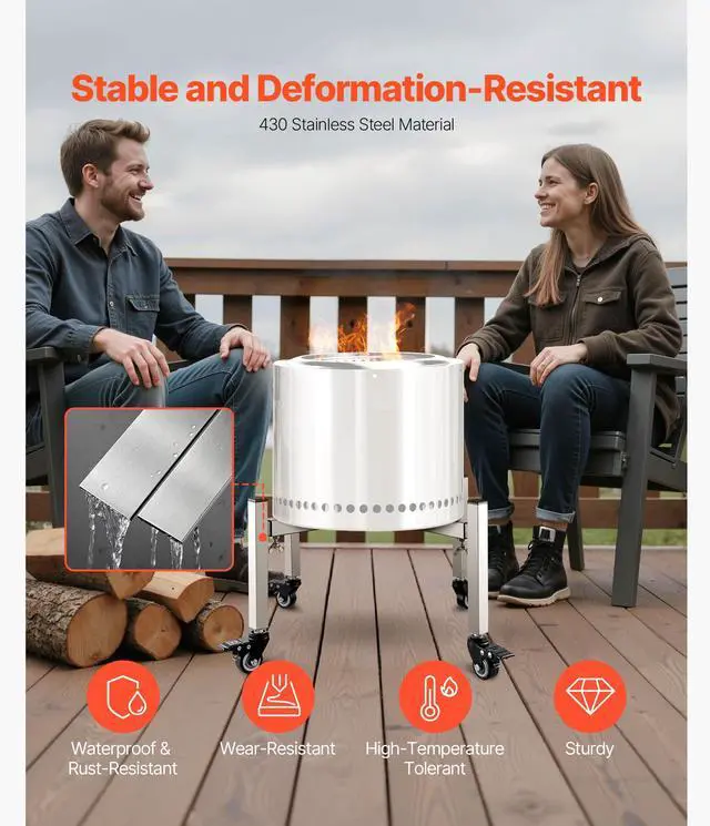 Fire Pit Stand 15-27 Inch Adjustable with 4 Casters for Solo Stove ...