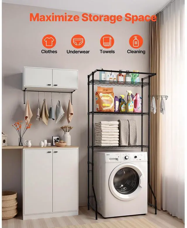 VEVOR Over Washer and Dryer Storage Shelf, 3 Tiers Laundry Room Drying ...