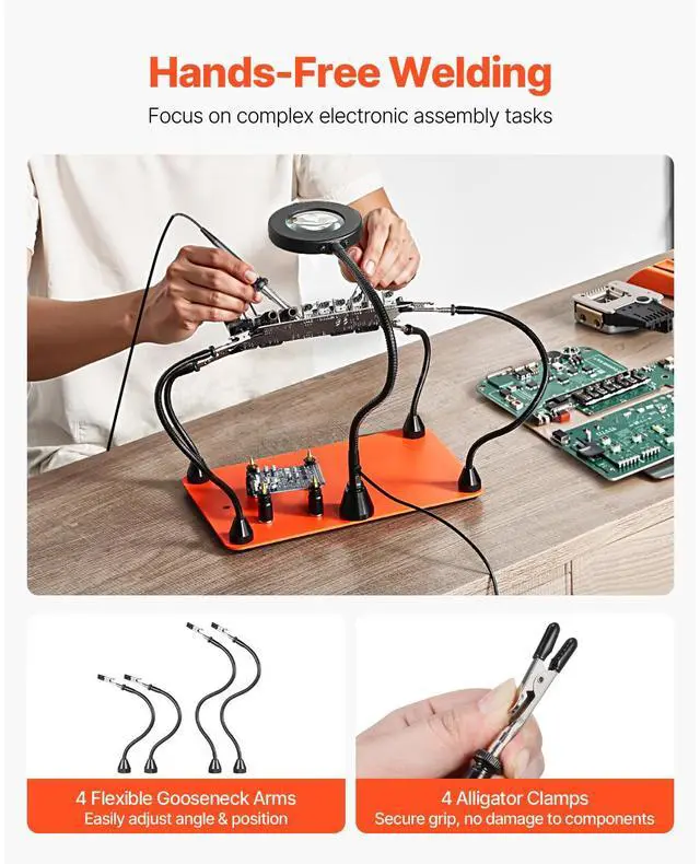 Magnetic Helping Hands Soldering Station 3X LED Magnifying Lamp 4 PCB ...