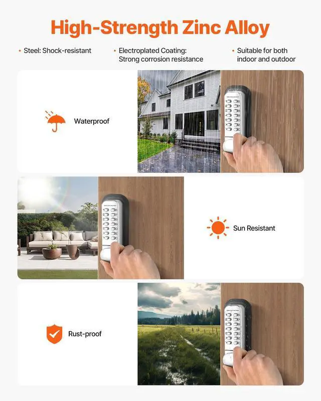 VEVOR Mechanical Keyless Entry Door Lock 14 Key Mechanical Door Locks ...