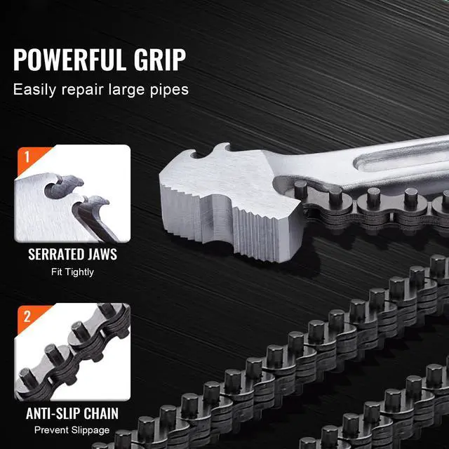 VEVOR Chain Wrench, 48 inch Chain Pipe Wrench, 13.4 inch Diameter ...