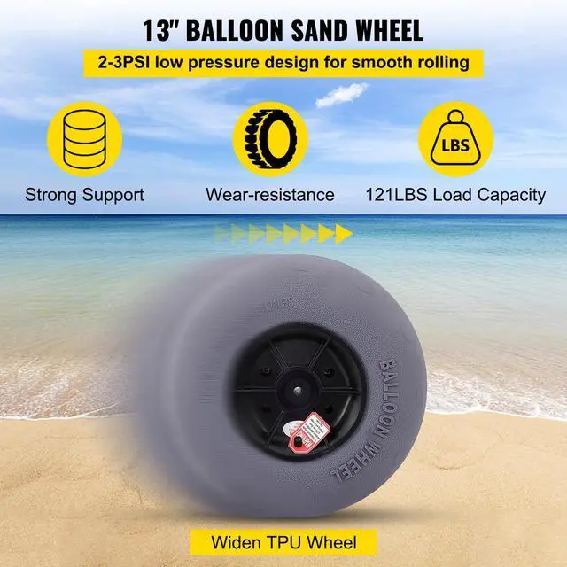 VEVOR Beach Balloon Wheels, 13" Replacement Sand Tires with 32 ...