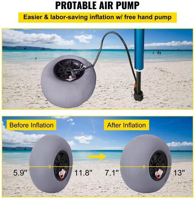 VEVOR Beach Balloon Wheels, 13" Replacement Sand Tires with 32 ...