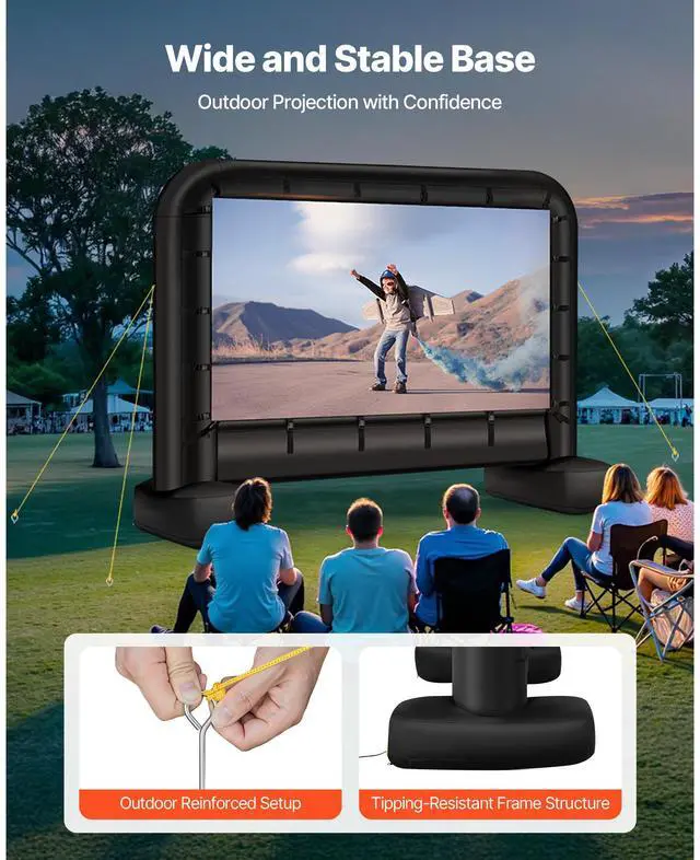 VEVOR 14 ft Inflatable Movie Screen 16:9 600D Movie Projection with ...