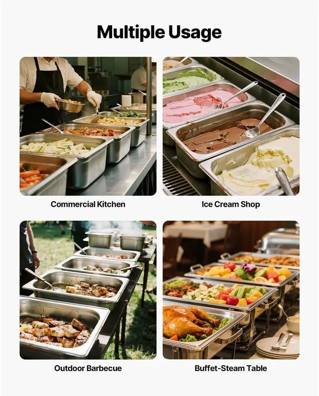 VEVOR Full Size Hotel Pan Steam Table Pan 6 Inch Deep Stainless Steel 1 ...