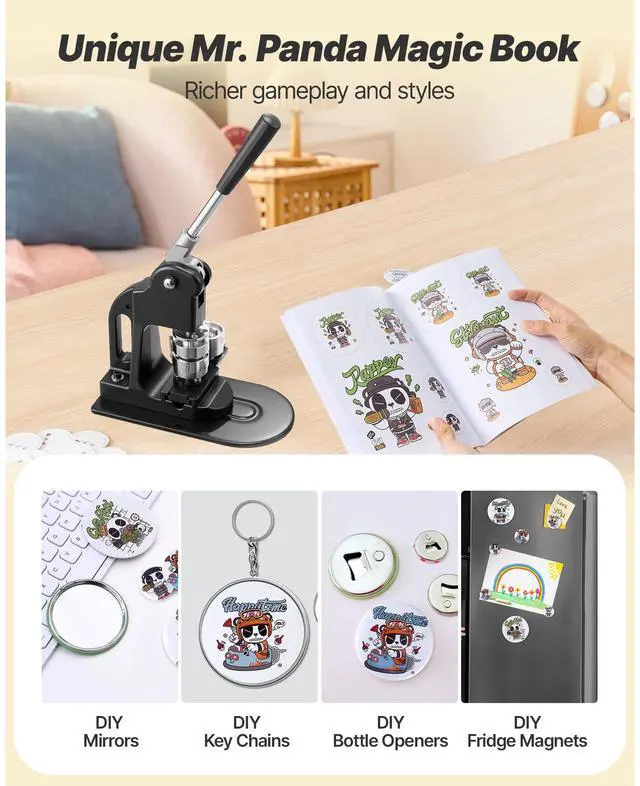 VEVOR Button Maker Machine, 1.25 in, Pin Maker Machine with 500pcs ...