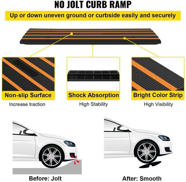 VEVOR Rubber Curb Ramp for Driveway 2 Pack, 15T Heavy Duty Sidewalk ...