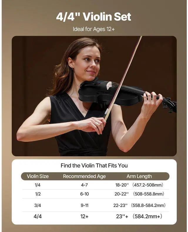 Violin 4/4 Size Fiddle Set Solidwood for Beginners with Case Rosin ...