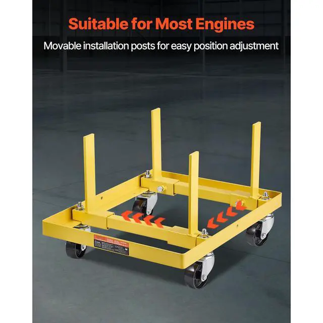 VEVOR Engine Stand 750 LBS Adjustable Motor Hoist Dolly with 4-Caster ...