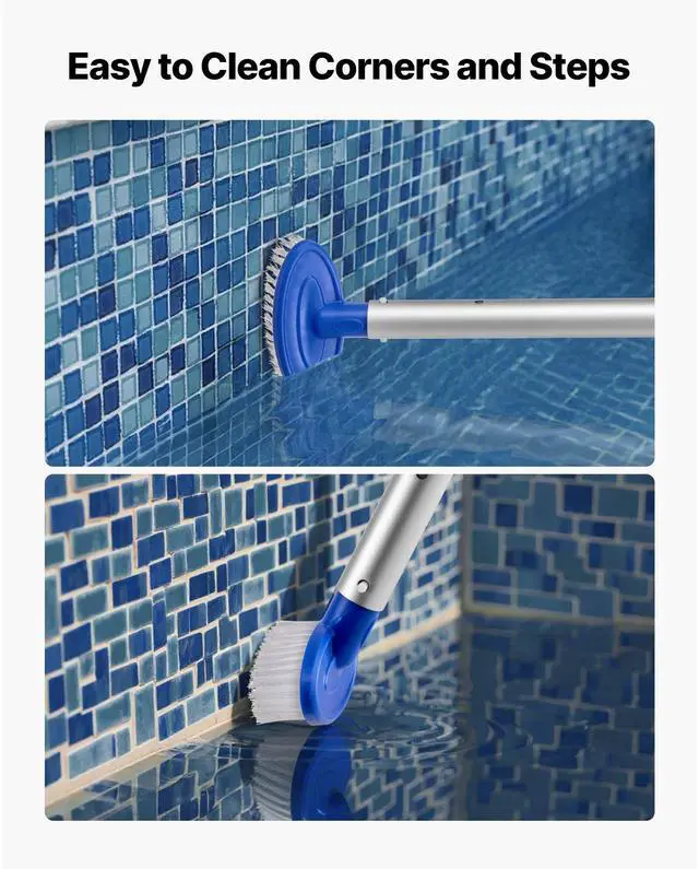 VEVOR Swimming Pool Cleaing Kit with Leaf Skimmer Bag Rake Nets & 2 ...