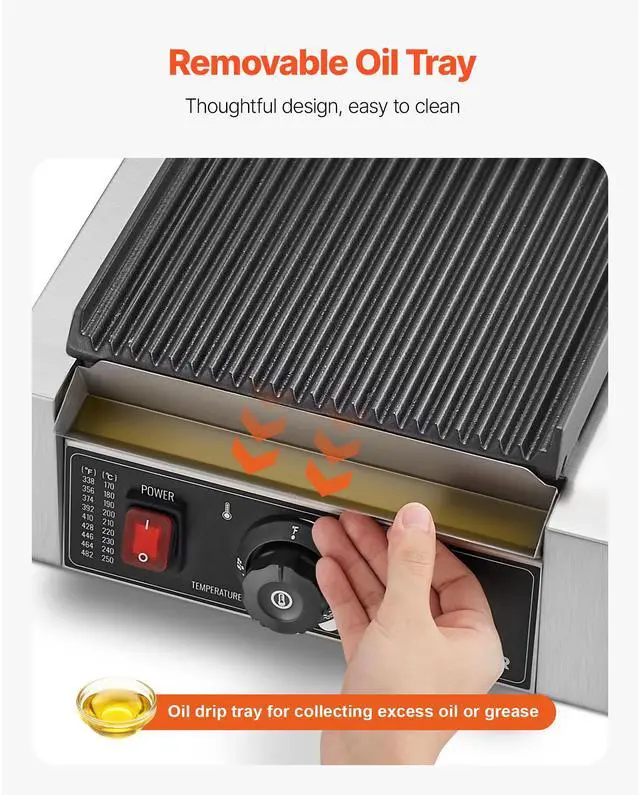 VEVOR Commercial Panini Press Grill Electric Sandwich Maker Griddle ...