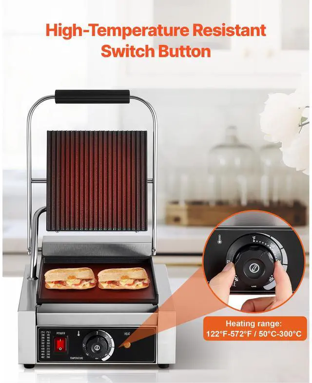 VEVOR Commercial Panini Press Grill Electric Sandwich Maker Griddle ...