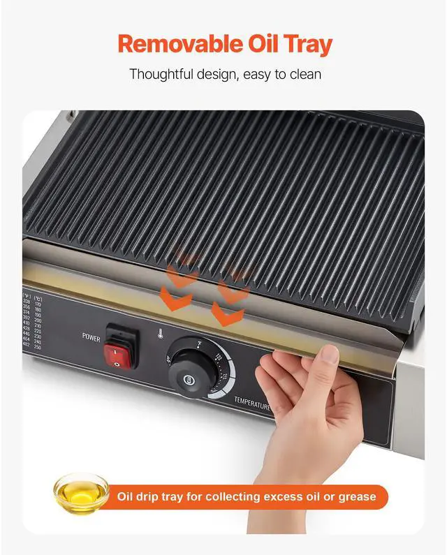 VEVOR Commercial Panini Press Grill Electric Sandwich Maker Griddle ...