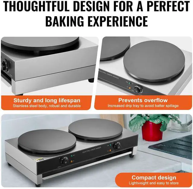 VEVOR 16-Inch Electric Crepe Maker Commercial Crepe Machine 3400W ...