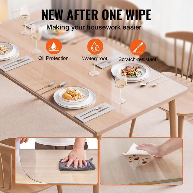 VEVOR PVC Table Protector 42x72 Inch Clear Plastic Desk Protector 2.0mm ...