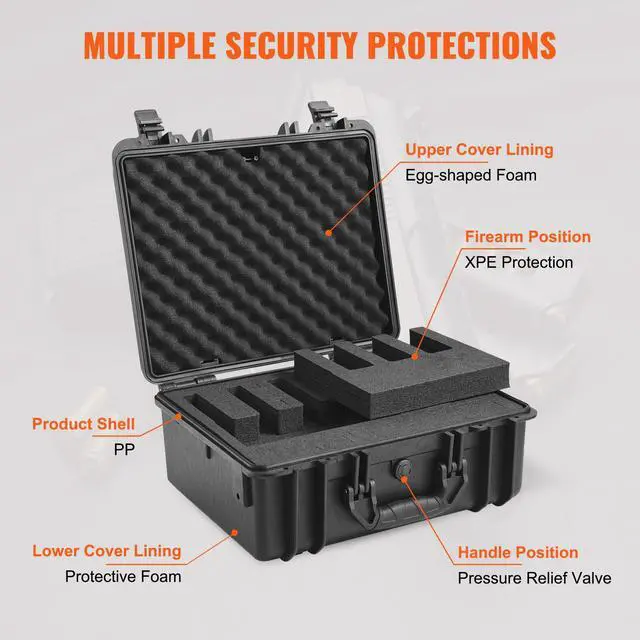 VEVOR Hard Pistol Cases with Pre-cut PU Foam, Waterproof & Dustproof ...