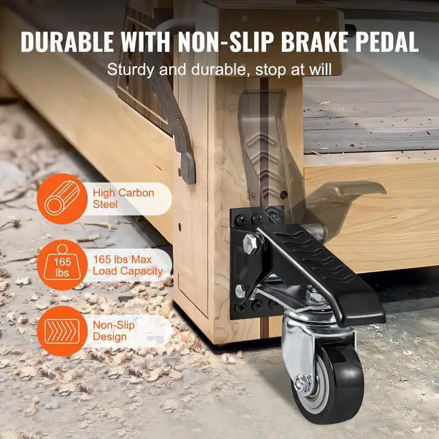 VEVOR Workbench Caster Wheels, 165 lbs Load Capacity, Set of 4, 2.5 ...