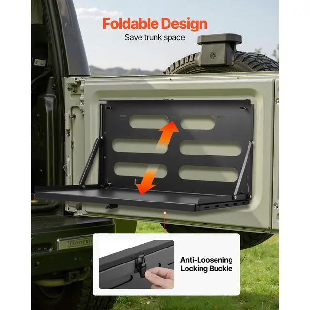 VEVOR Tailgate Table, for 2007-2024 Jeep Wrangler JK, 88 lbs Capacity ...