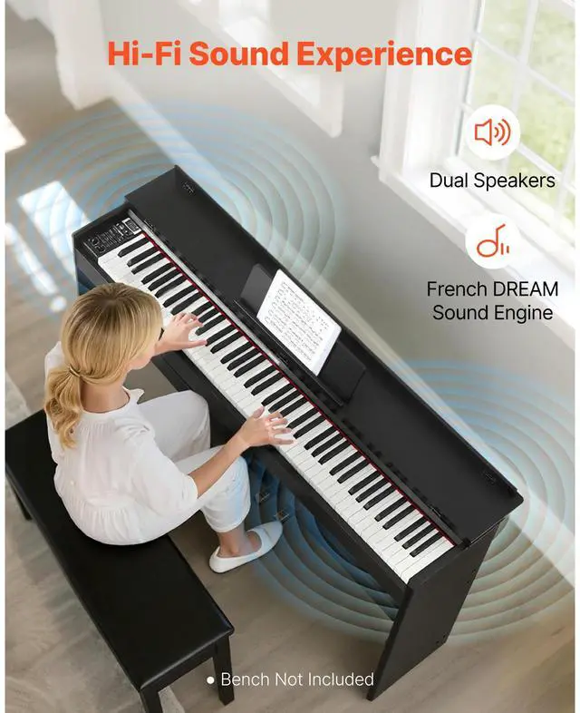 VEVOR Weighted Digital Piano, 88 Keys Fully Weighted, Electric Piano ...