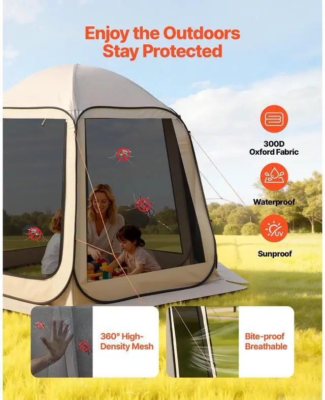 Screen House Tent, 10 x 9.2 ft, 4-8 Person Pop Up Screen Tent, Portable ...