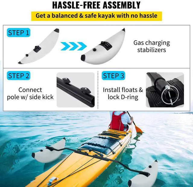 VEVOR Kayak Outrigger Stabilizers, 2 PCS, PVC Inflatable Outrigger ...