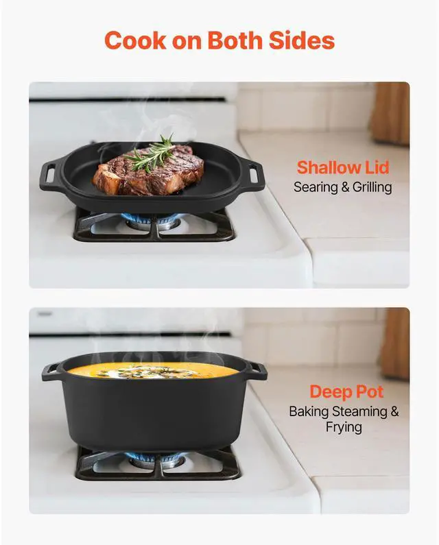 Enameled Cast Iron Dutch Oven Heavy-Duty Cookware with Lid Handles 3.5 ...