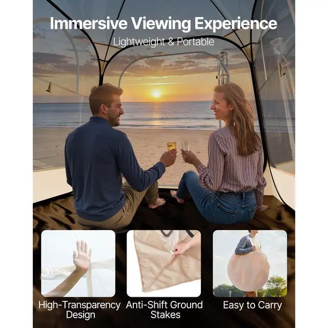 VEVOR Pop up Sports Tent 72x72 in Outdoor Clear Bubble Tent Weather ...