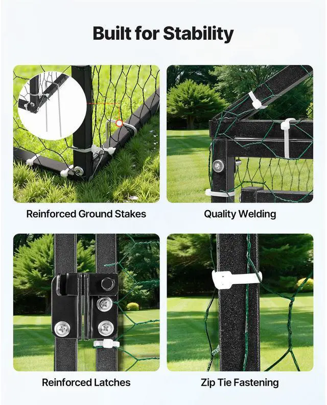 VEVOR Metal Chicken Coop for 6-8 Chickens, 3.3 x 9.8 x 3.3 ft, Small ...