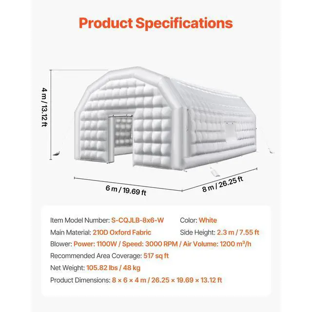 Inflatable Nightclub, 26.2 x 19.7 x 13.1 ft Inflatable Party Tent with ...