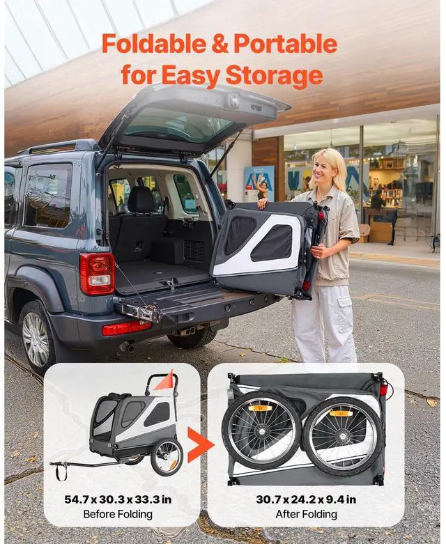 VEVOR Dog Bike Trailer Pet Bicycle Trailer & Stroller 100 lbs Water Resistant - Newegg.ca