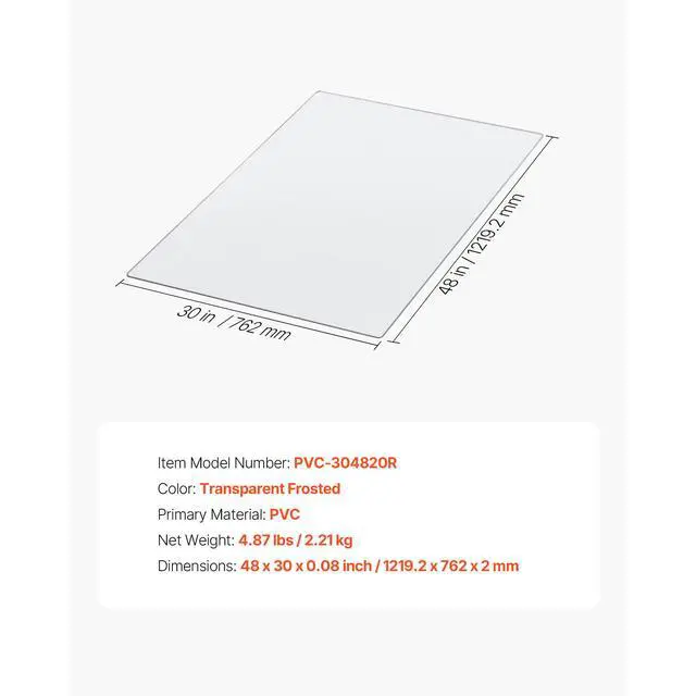 VEVOR Chair Mat 30 x 48-inch Transparent Office Chair Mat for Hard ...