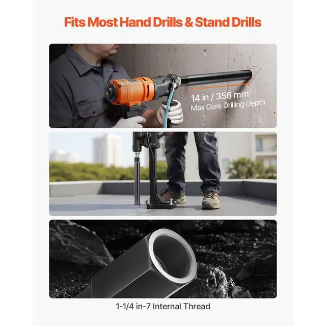 Core Drill Bit, 6 Pieces, 1/2/3/4/5/6 inch Diameter, 14 inch Drilling ...