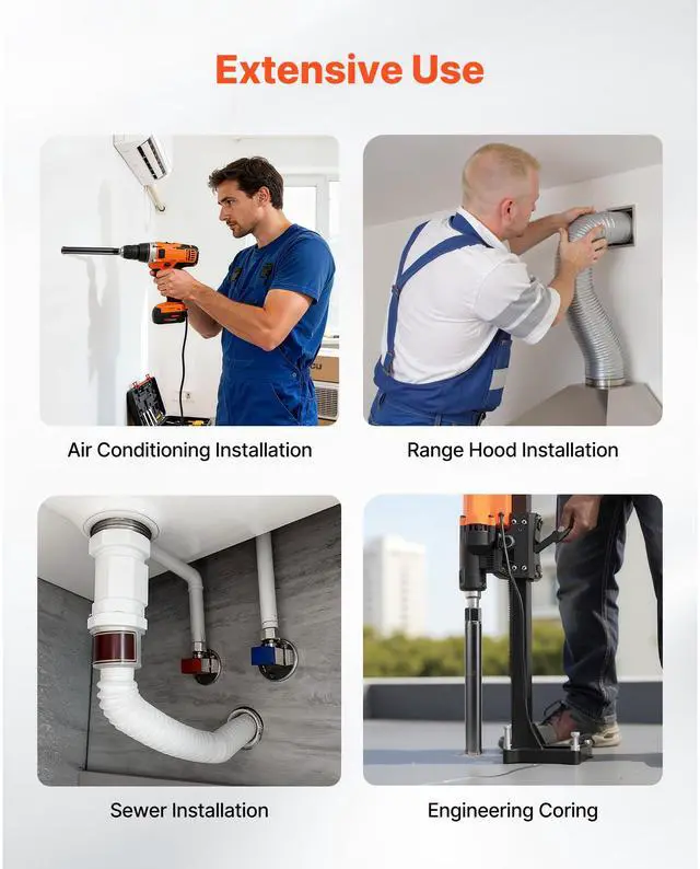 Core Drill Bit, 6 Pieces, 1/2/3/4/5/6 inch Diameter, 14 inch Drilling ...