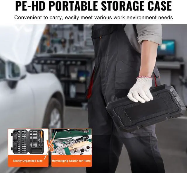 VEVOR Socket Set, 1/4 Inch Drive Socket and Ratchet Set, 6-Point Socket ...