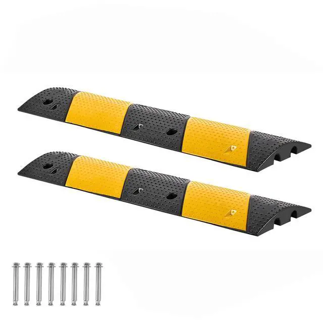 VEVOR 40 in Rubber Speed Bump, 2 Pack, 2 Channel Heavy Duty Traffic ...