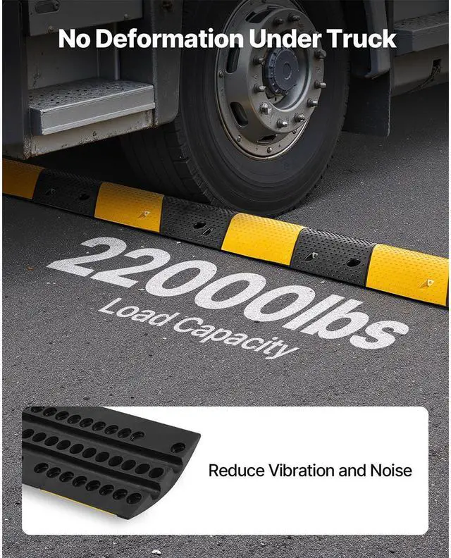 VEVOR 40 in Rubber Speed Bump, 2 Pack, 2 Channel Heavy Duty Traffic ...