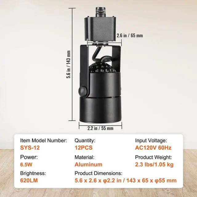 LED Track Lighting Heads, 6.5W 3000K 620lm Warm White, Dimmable H Type ...