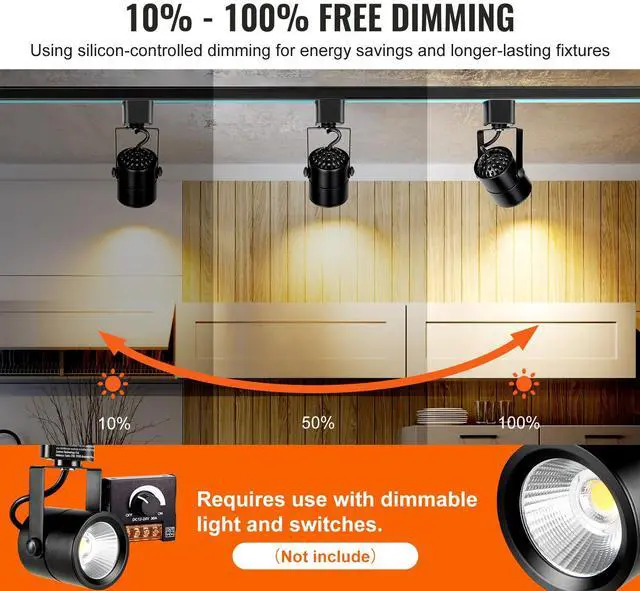 LED Track Lighting Heads, 6.5W 3000K 620lm Warm White, Dimmable H Type ...